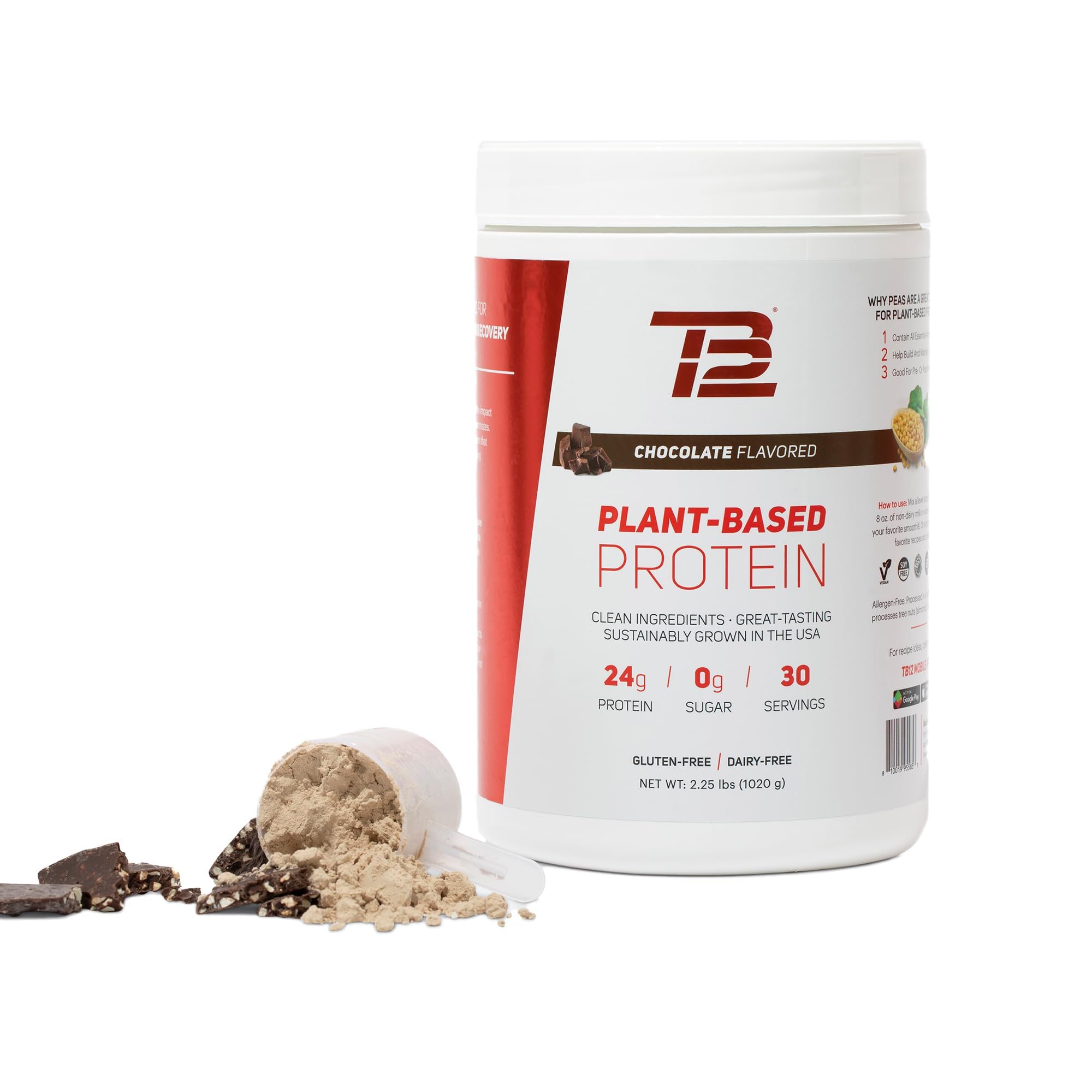 Amazon.com: TB12 Plant Based Protein Powder by Tom Brady, 24g of Vegan ...