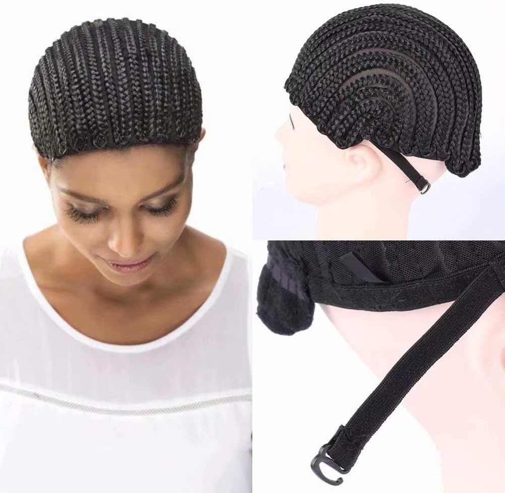 FEEL ME Adjustable Crochet Cornrow Wig Cap Synthetic Braided Cap with ...