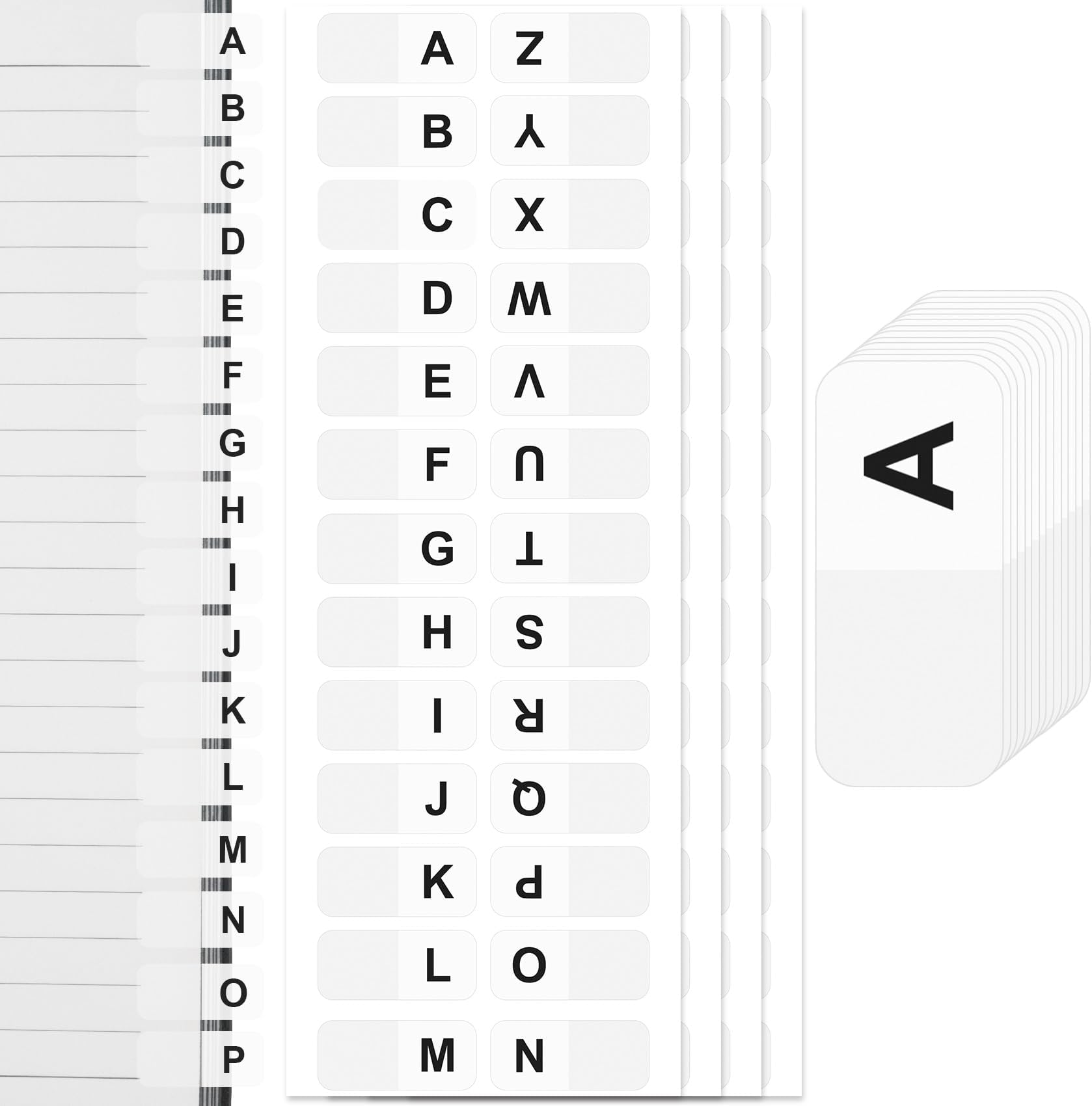 Amazon.com : OIIKI 104PCS White Alphabet Tabs, A to Z 26 Letters ...