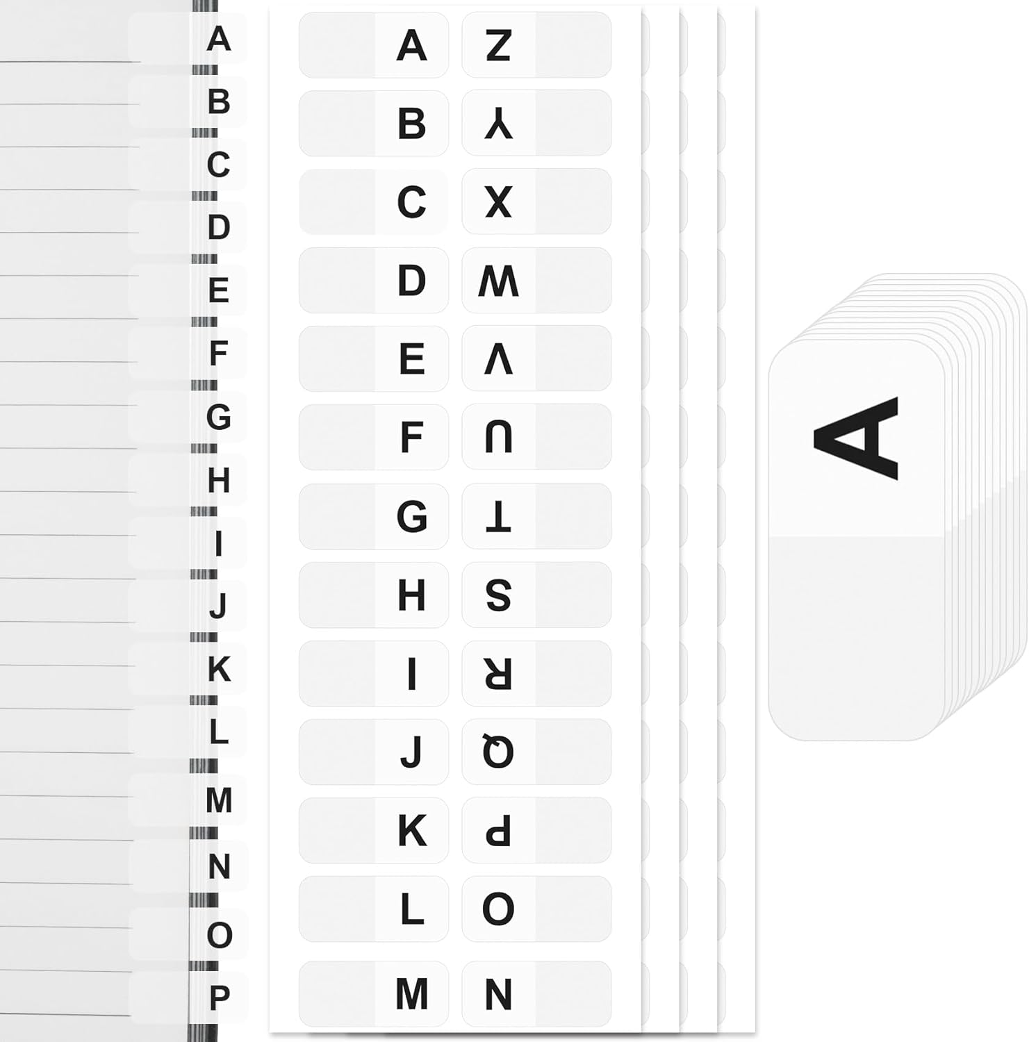Amazon.com : OIIKI 104PCS White Alphabet Tabs, A to Z 26 Letters ...