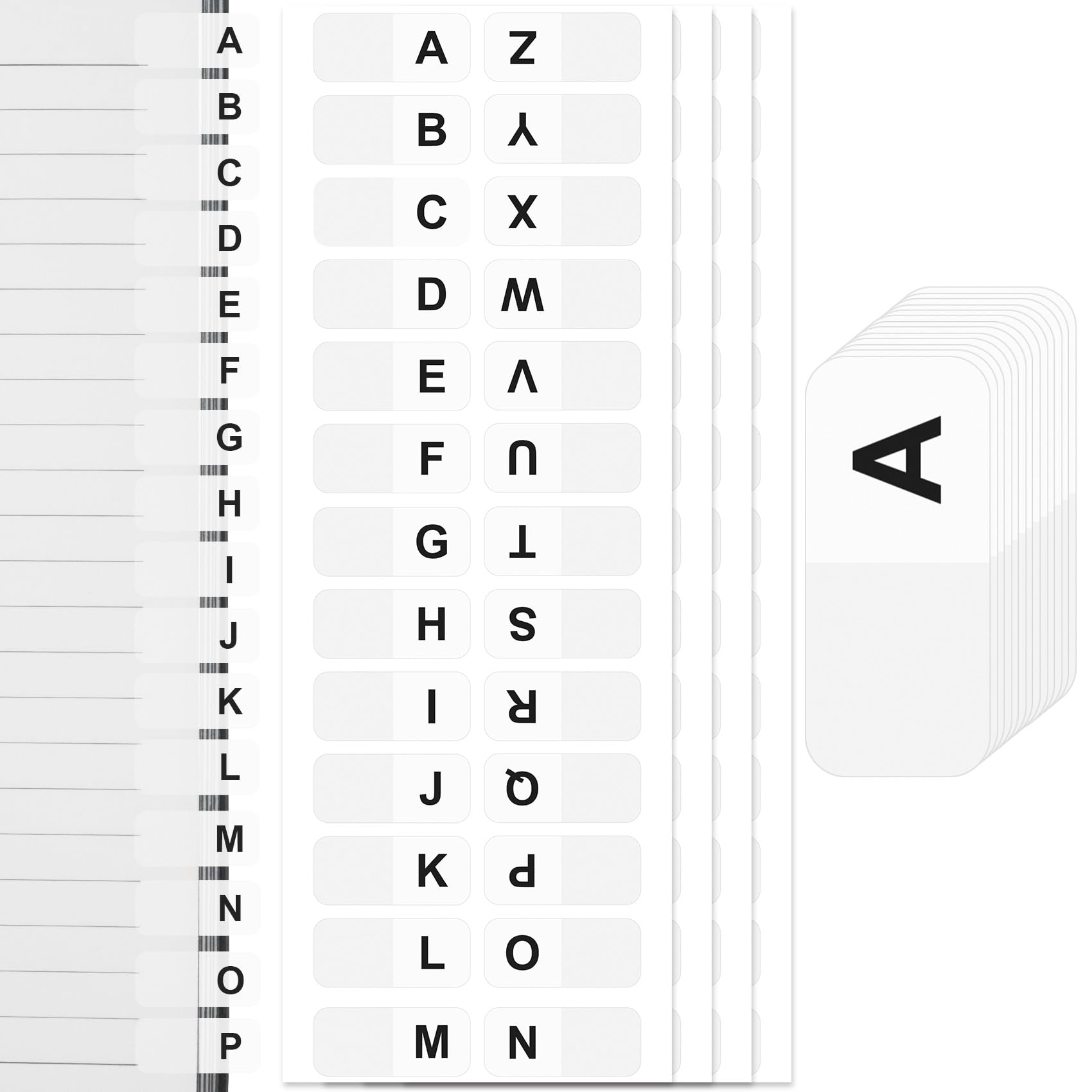 Amazon.com : OIIKI 104PCS White Alphabet Tabs, A to Z 26 Letters ...