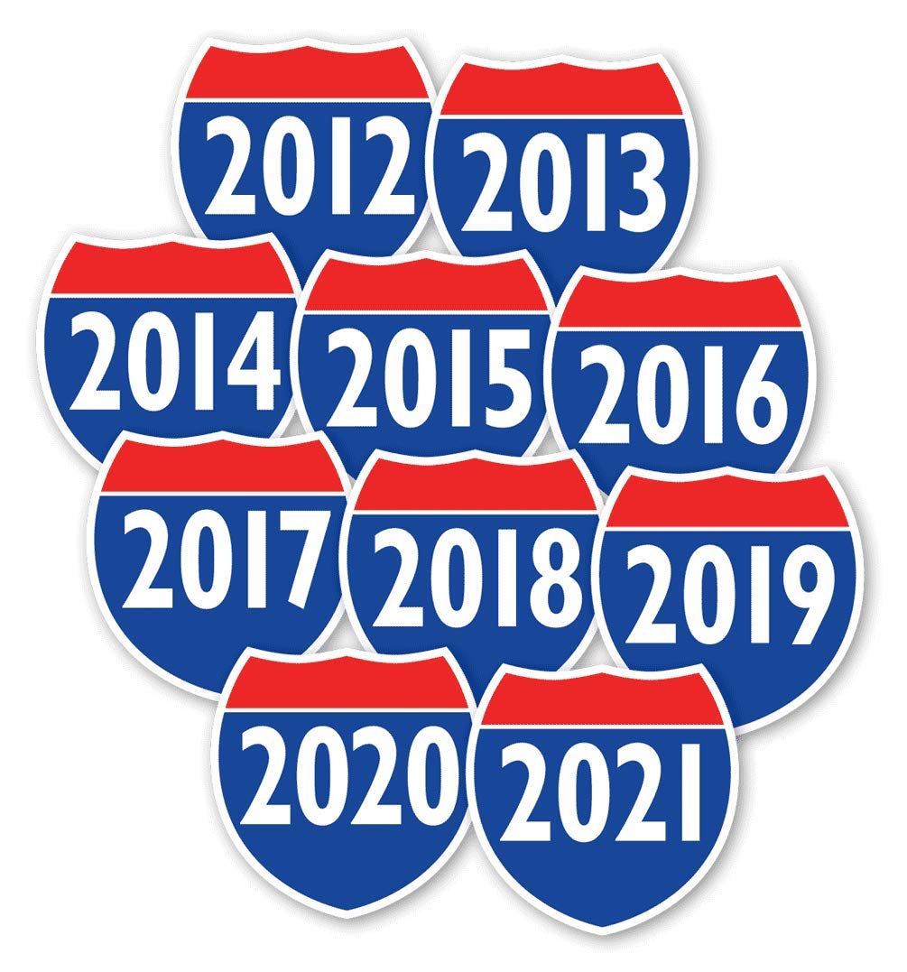 Buy Model Year Interstate Sign Style Car Window Stickers - Red, White ...
