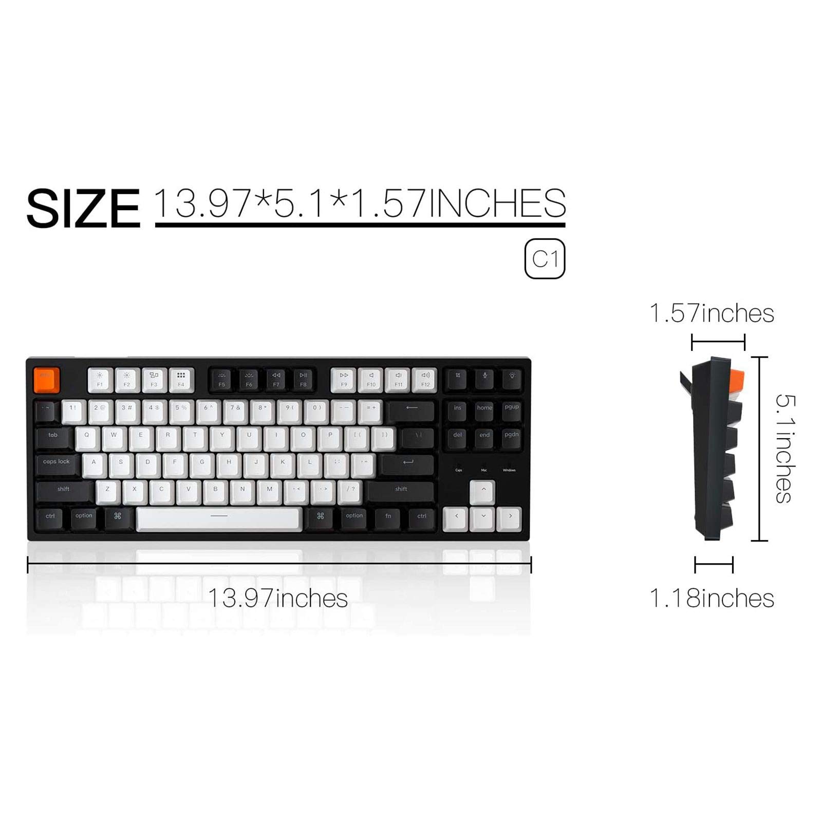 Keychron C1 Mac Layout Wired Mechanical Keyboard, Gateron G Pro Brown ...