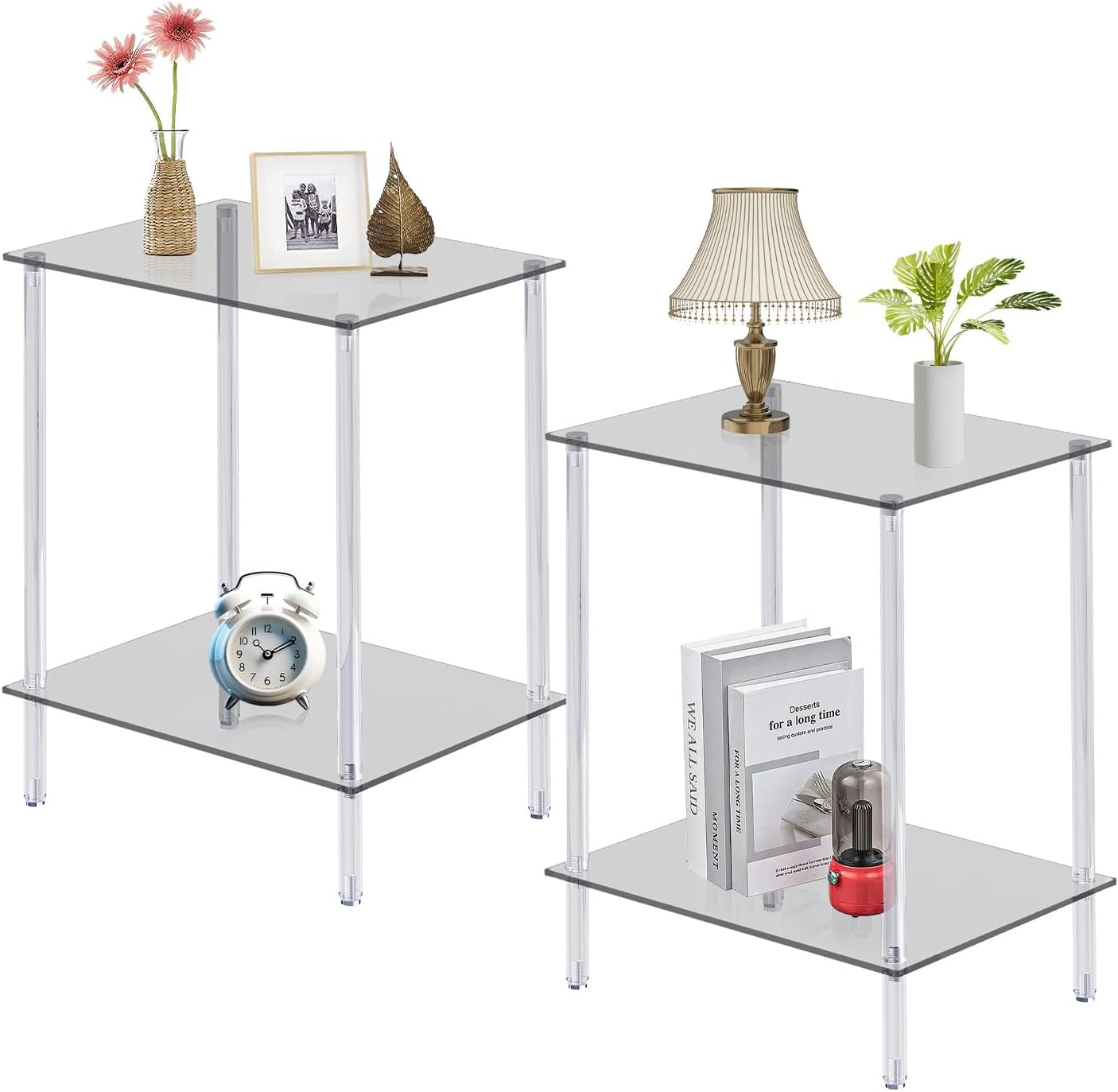 Amazon.com: ROZHOME Glass End Table, Modern Square Simple Coffee Table ...