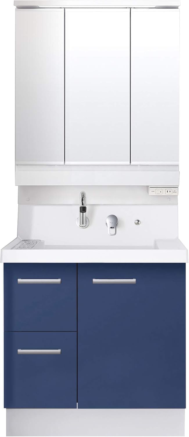 Amazon | LIXIL(リクシル) INAX 洗面化粧台 セット K1シリーズ シングルレバーシャワー水栓 引出タイプ アーバンブルー 間口750mm K1H5-755SY/B12H ...