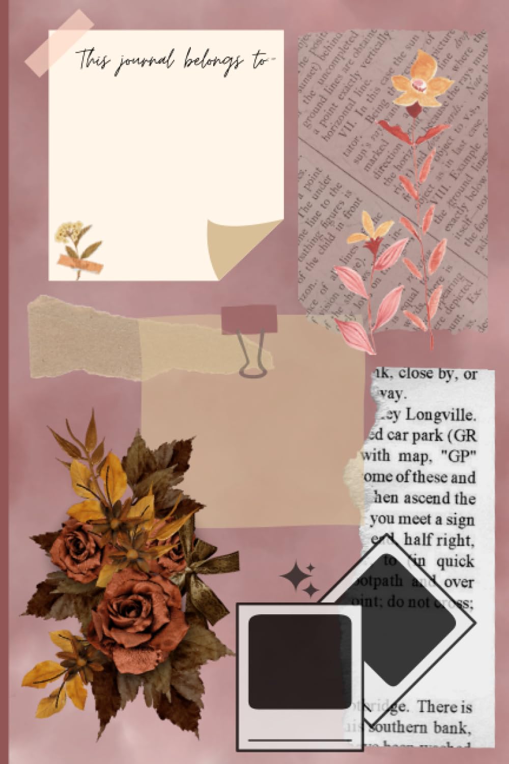 Enchanted - Unique brown cover with ripped newspaper cutouts: Aesthetic ...
