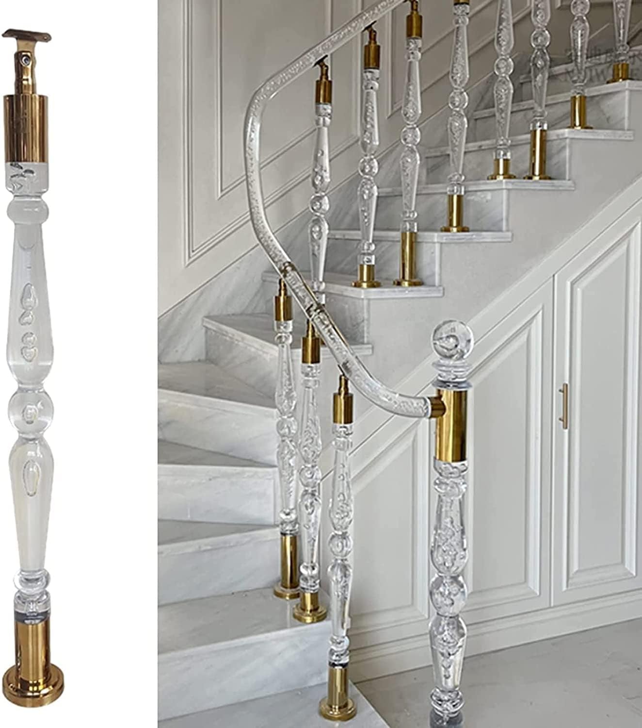Amazon.com: SAFWEL Indoor Stair Railing Staircase Baluster Clear ...