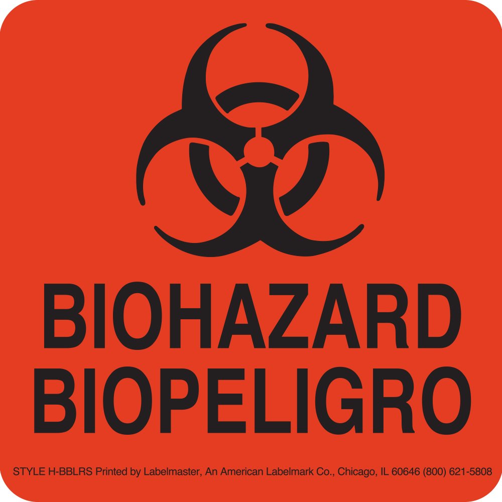 Labelmaster H-BBLRS Biohazard Label, 4" x 4" Bilingual (Pack of 500 ...