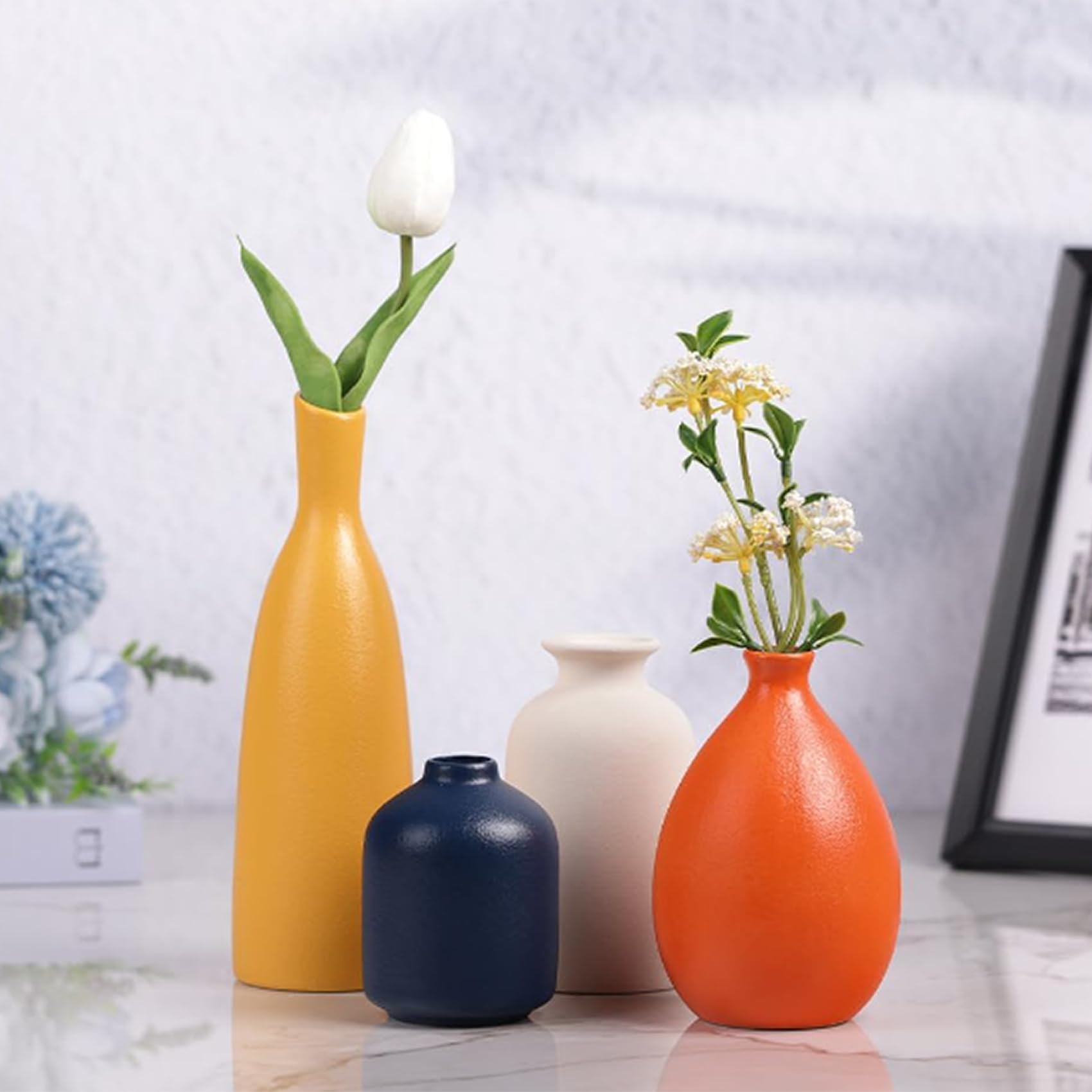 Amazon.com: Ceramic Vase Set of 4, Flower Vase Minimalism Style for ...