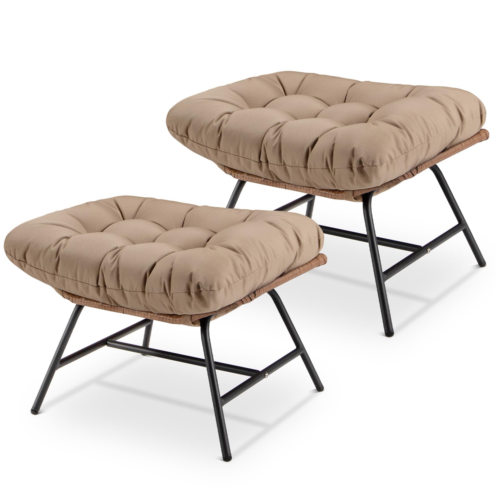 Amazon.com: NICESOUL® Indoor Outdoor Ottomans, 2 Pieces Large Wide ...