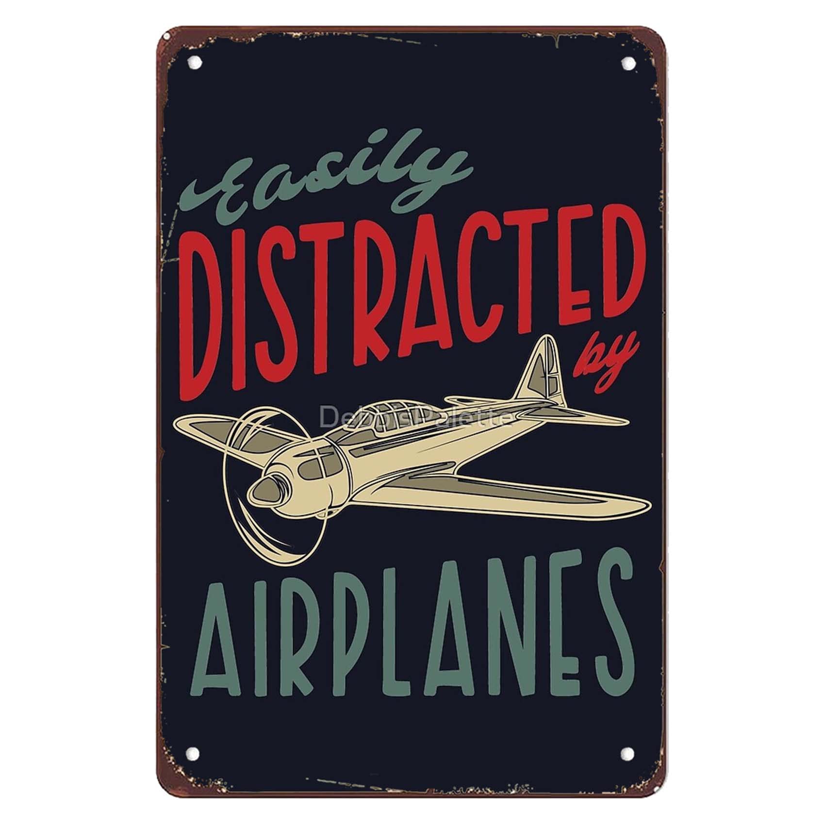 Amazon.com: Funny Easily Distracted By Airplanes Funny Airplane Lover ...