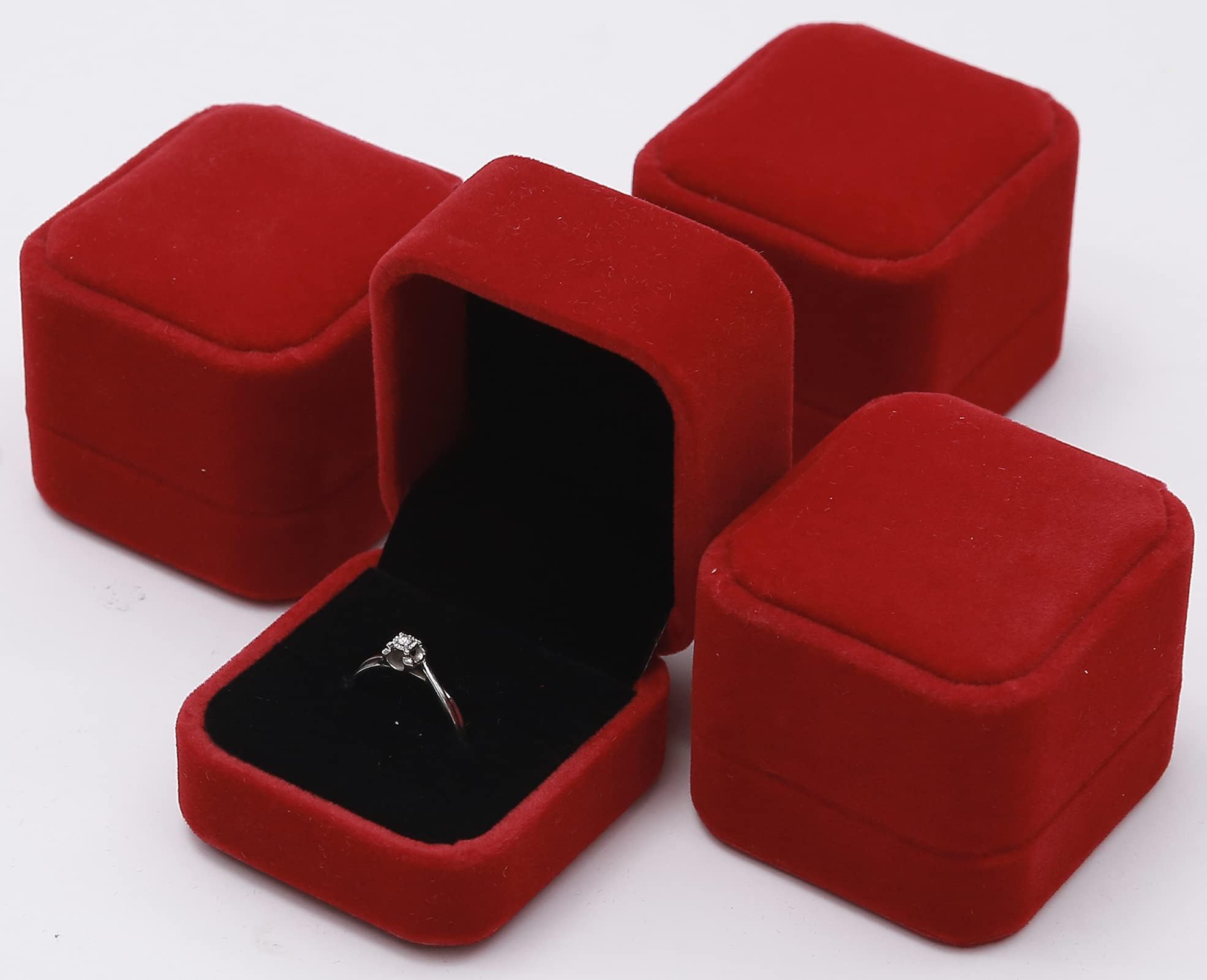 Amazon.com: 2 Pack Velvet Ring Boxes, Earring Pendant Jewelry Case ...
