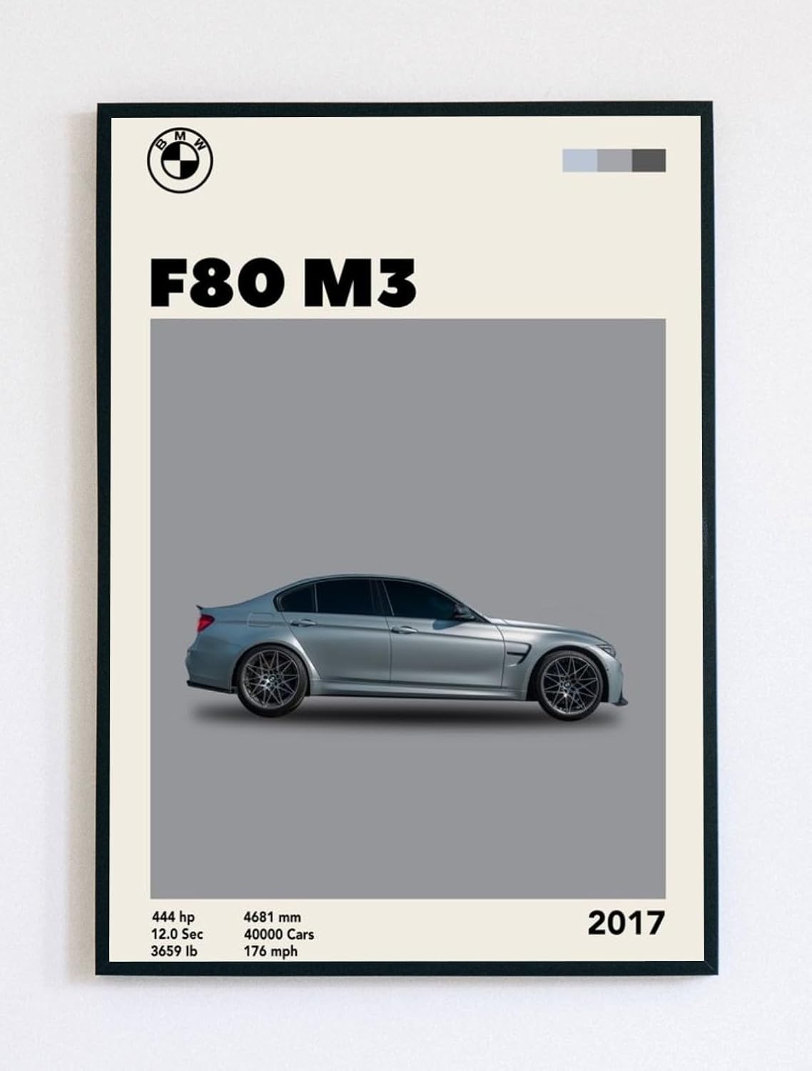 LAMIFRAME BMW F80 M3 Poster, Wall Decoration Art Framed Poster, Matte ...