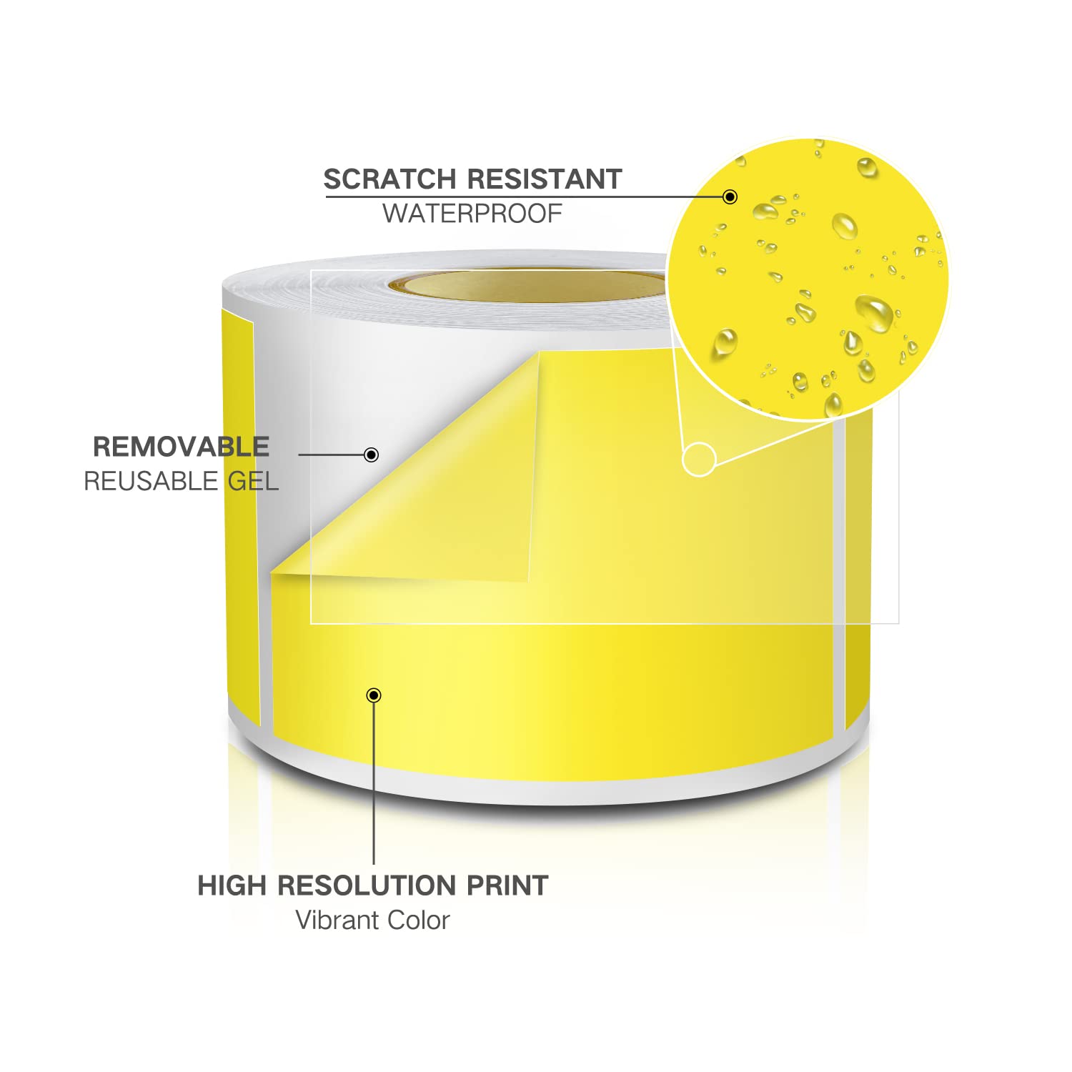 300 Count Label Roll Yellow Rectangle Sticker Labels - 300 Pack 3x2 ...