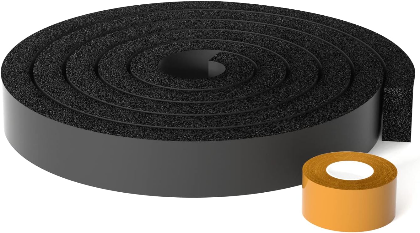 Neoprene Foam Strip Roll by Dualplex, 1" Wide x 10' Long x 1/4" Thick, Weather Seal High Density ...