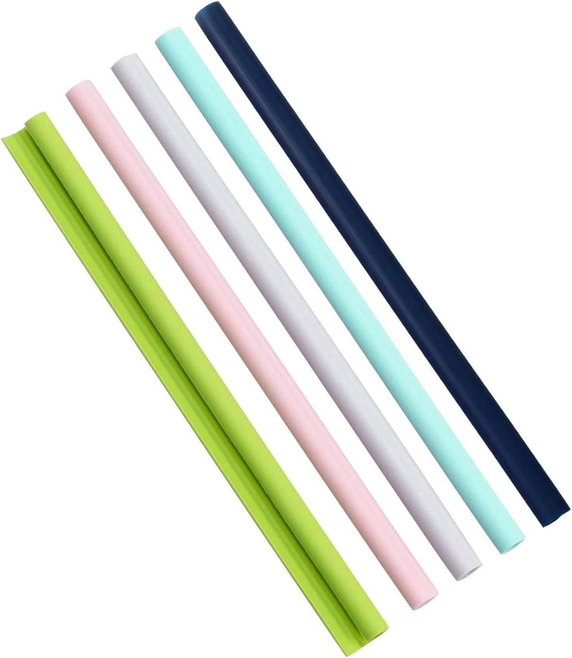 HASTHIP® 2Pcs Silicone Straw with Cleaning Brush, 12 inches Colorful ...