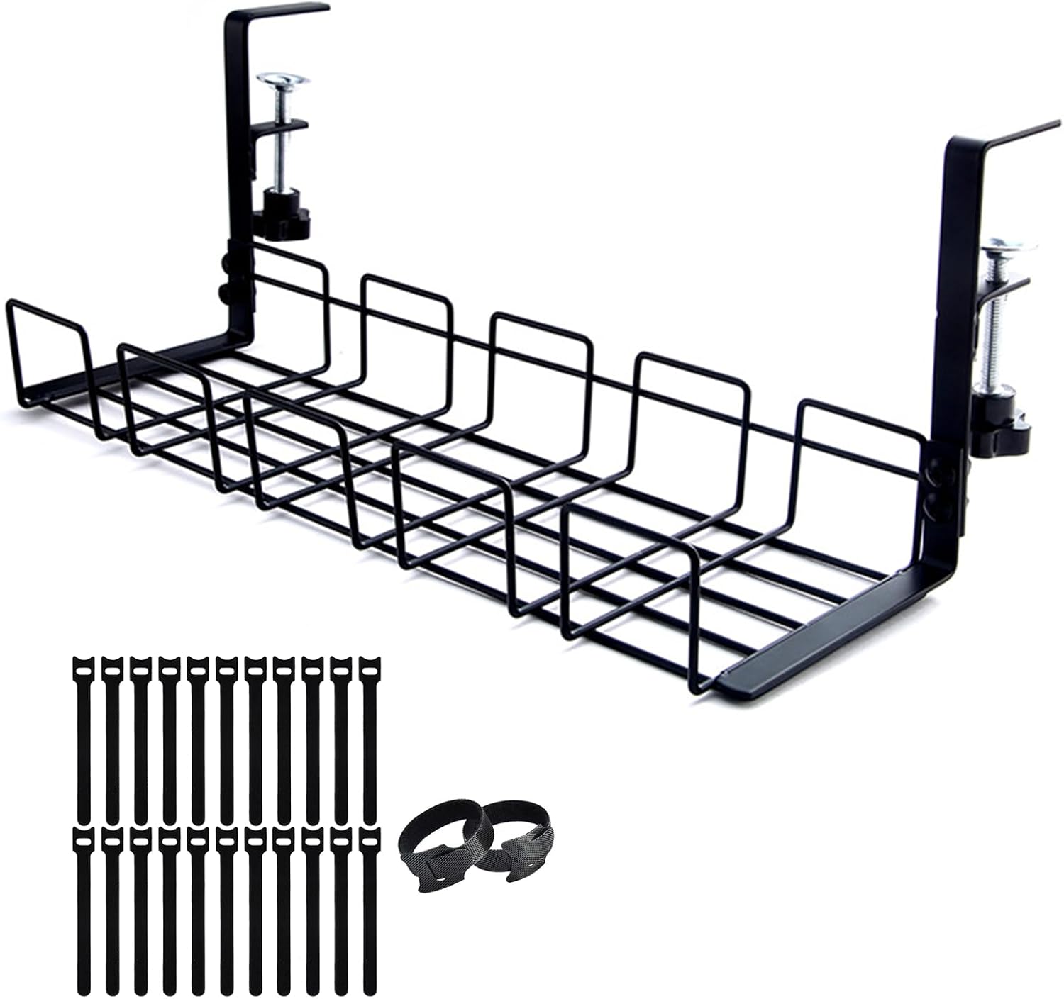 Amazon.com: Under Desk Cable Management Tray with Cable Ties- Clamps ...