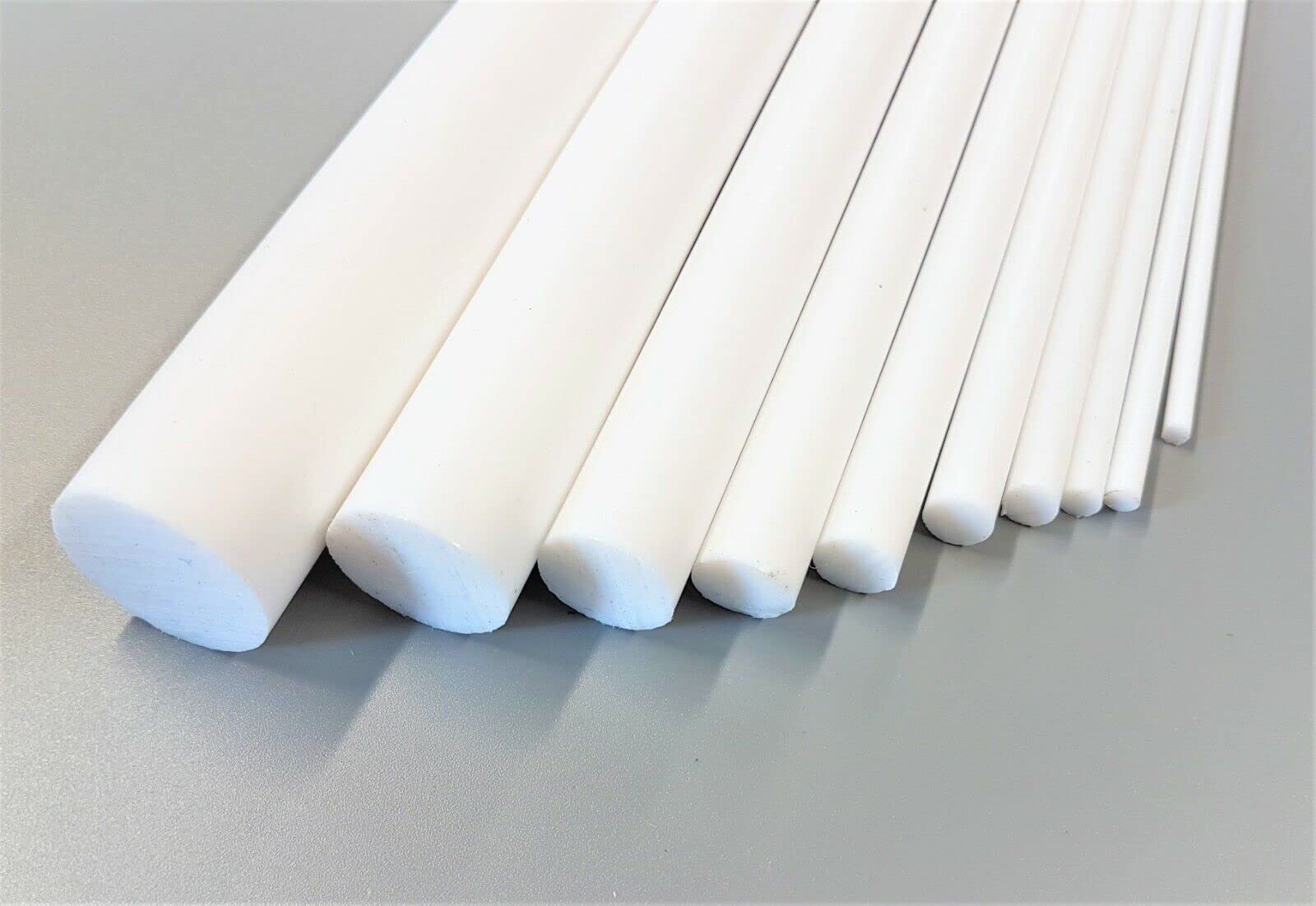 Plastic PTFE Teflon White Round Rod 4, 5, 6, 8, 10, 30 mm Dia, Various ...