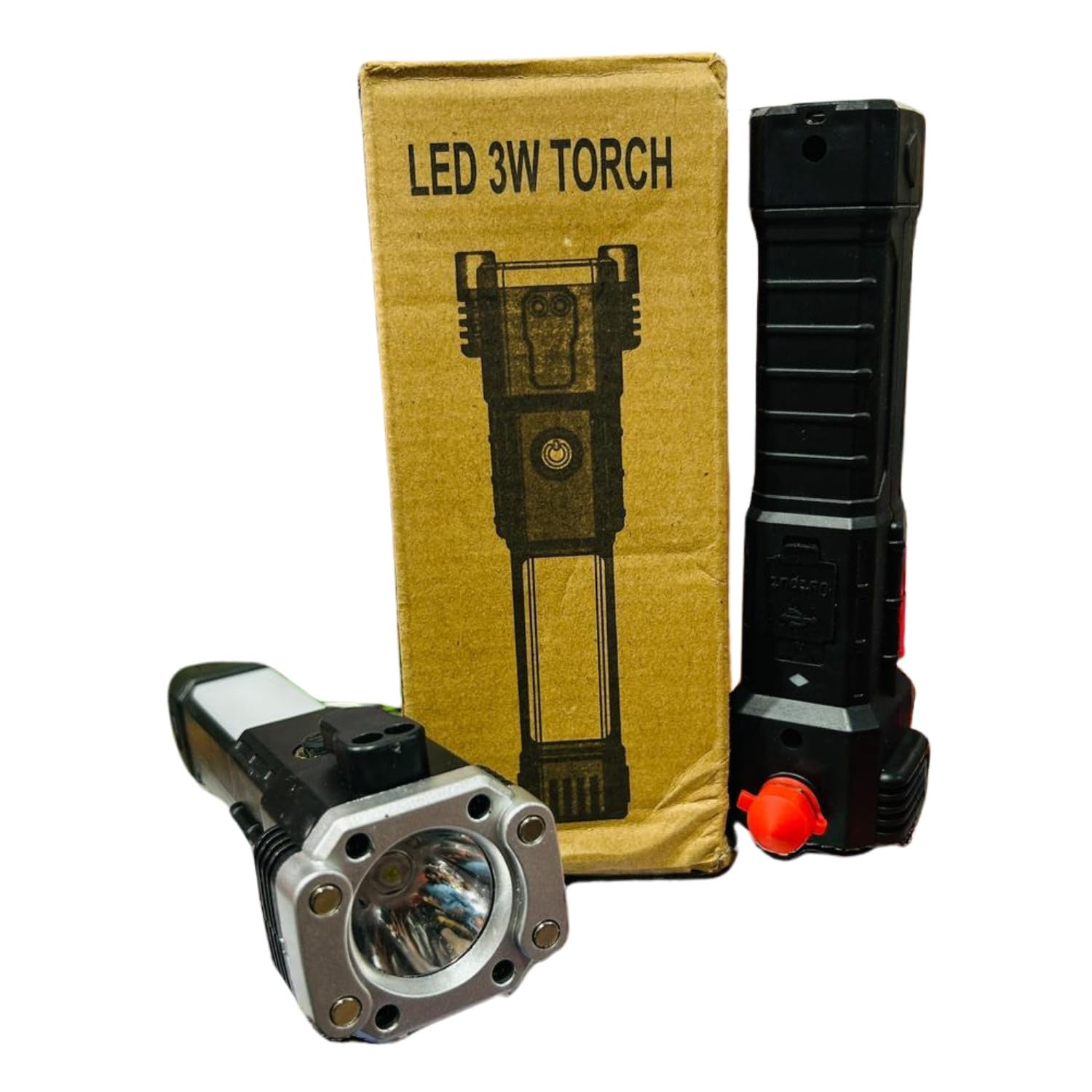 Nandi Plastic 3W LED Torch Light Rechargeable Torch Flashlight | Black ...