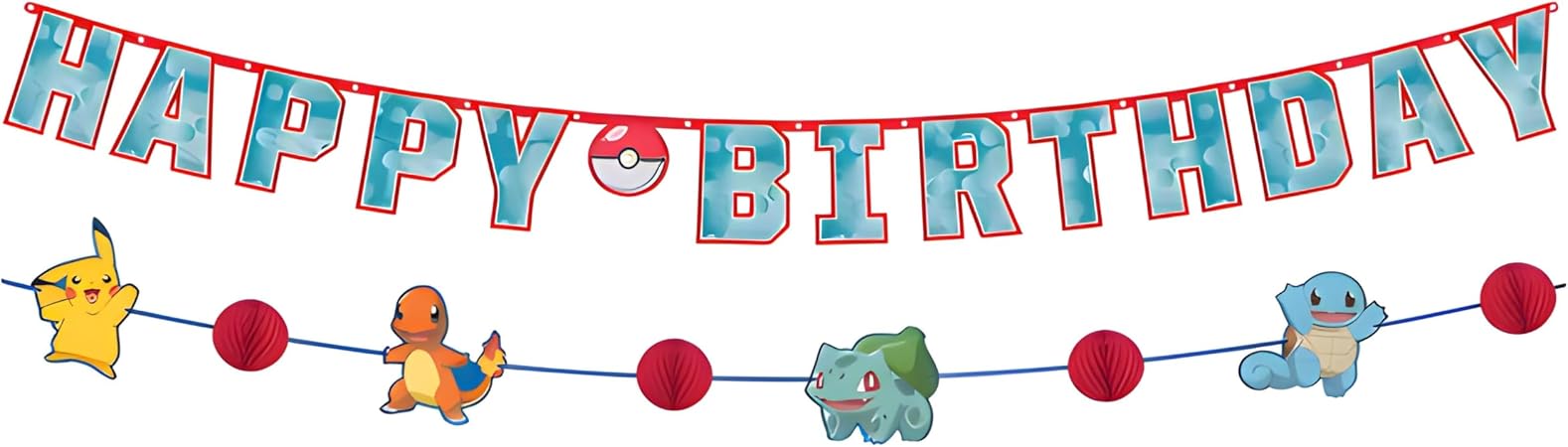 Amazon.com: Pokemon Paper Party Banner Kit (Pack of 2) - Easy to Hang ...