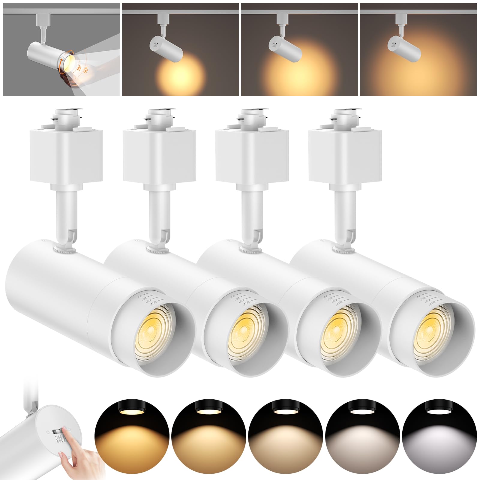 AIBISOD 10W Zoomable 5-Color LED Track Lighting Heads H Type Track ...