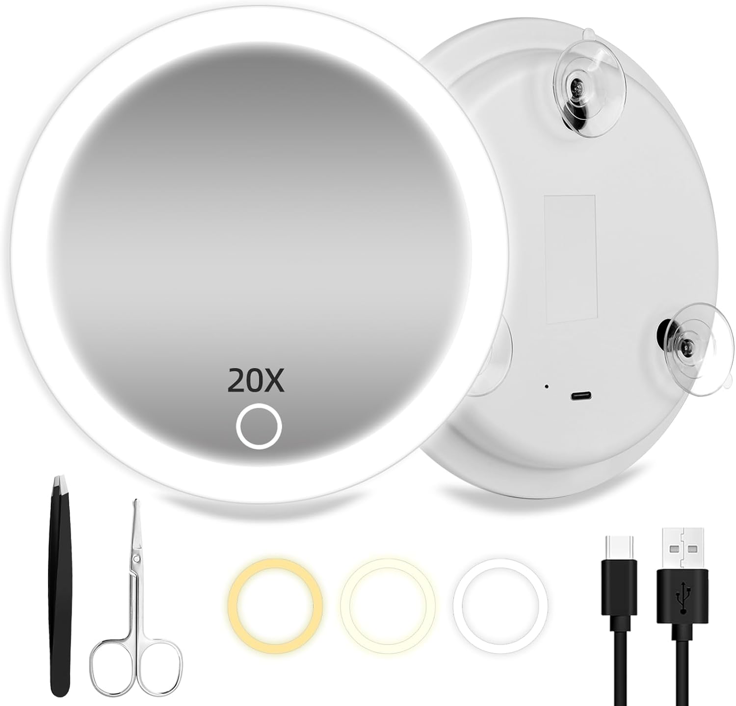 Amazon.com - 20X Magnifying Mirror with Light, Large 6'' Magnifying ...