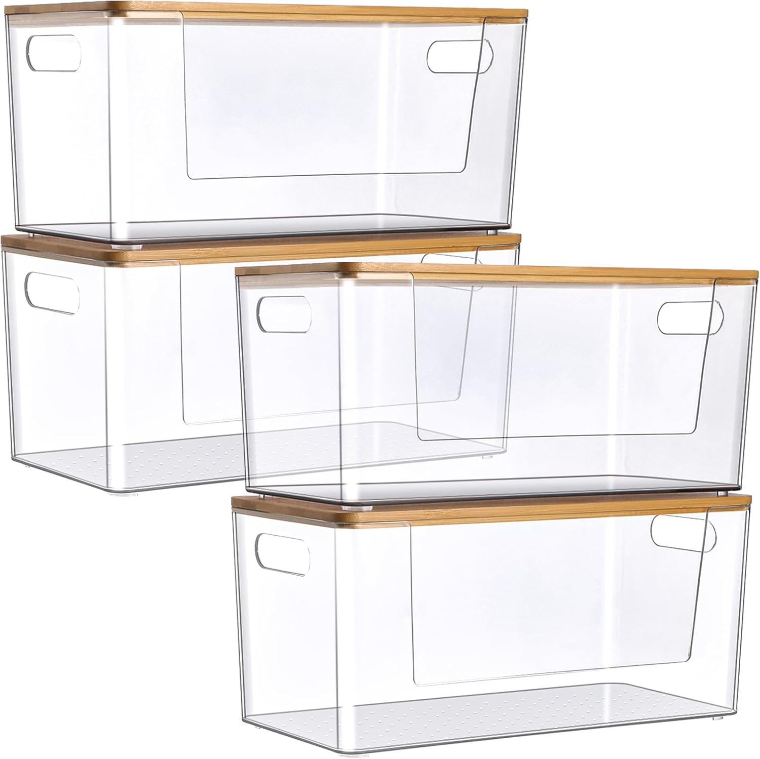 Amazon.com - Barydat 4 Pcs Plastic Clear Stackable Open Front Storage ...