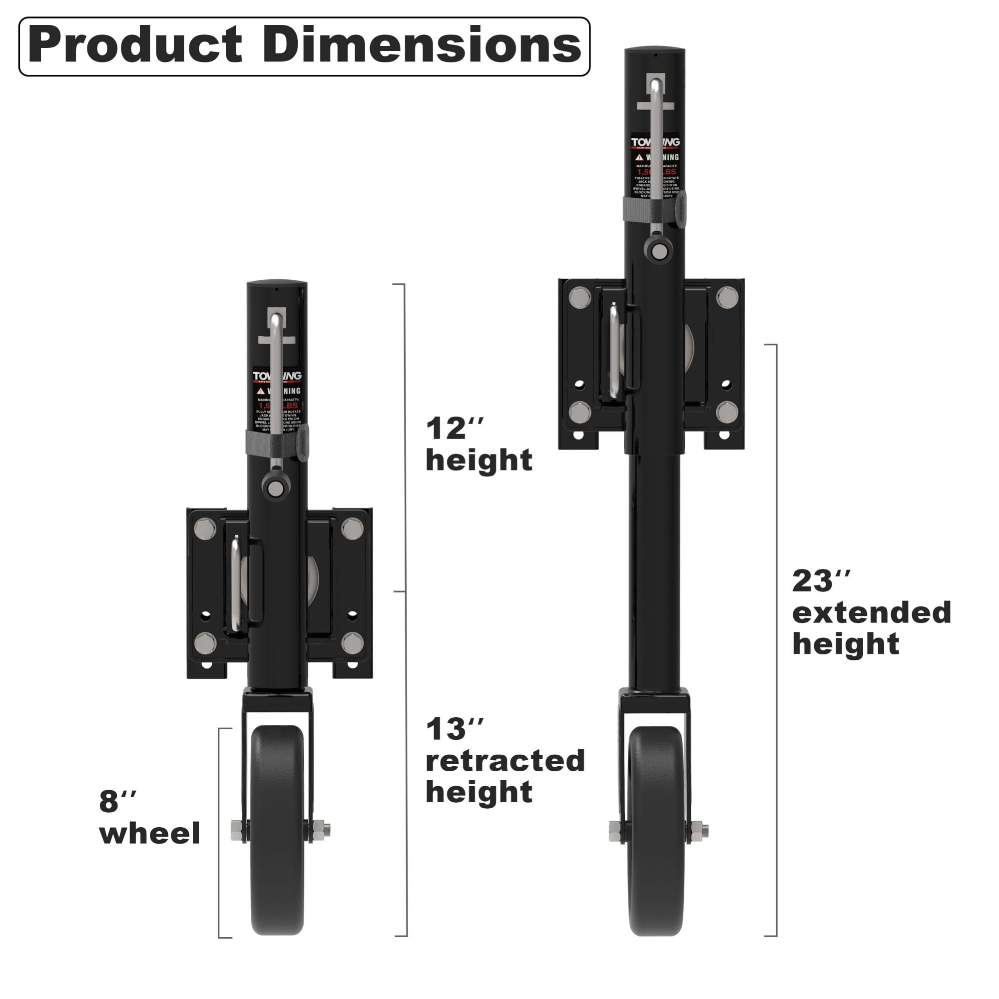 Snapklik.com : 8" Spoke Wheel Trailer Jack, 10" Vertical Movement, 1500 ...