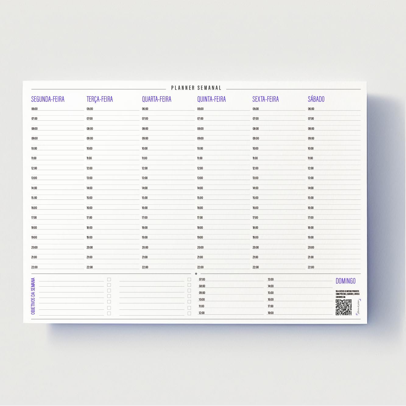 Planner Agenda Semanal com Horário Floral Azul - 50 folhas - tamanho A4 ...