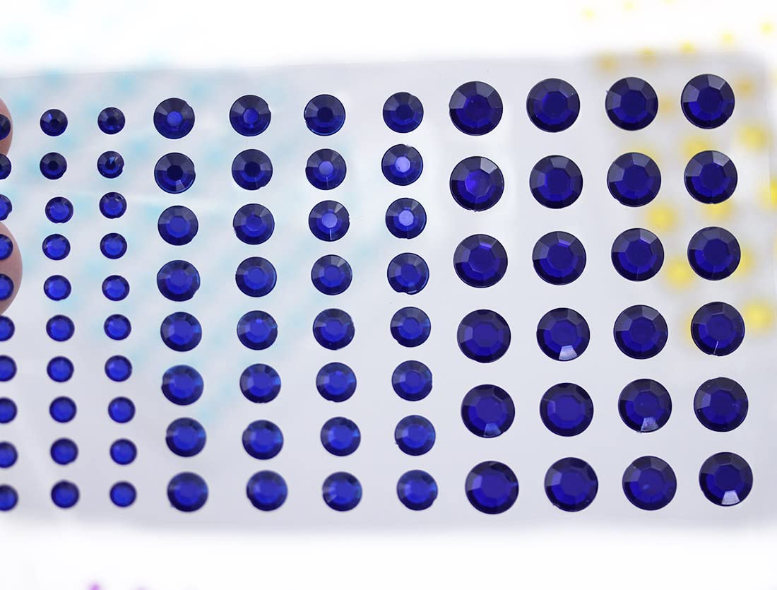 Amazon.com: Blue Sapphire Self Adhesive Acrylic Rhinestones 3 Sizes 4mm ...