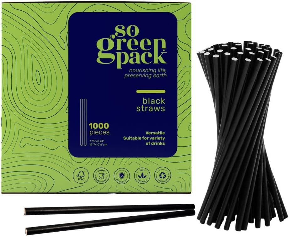 Amazon.com: SoGreenPack Eco-Friendly Biodegradable 7.75-Inch Black ...