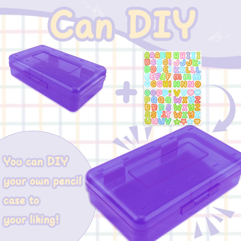 Snapklik.com : Purple Hard Pencil Case Plastic Clear Pencil Box Crayon ...