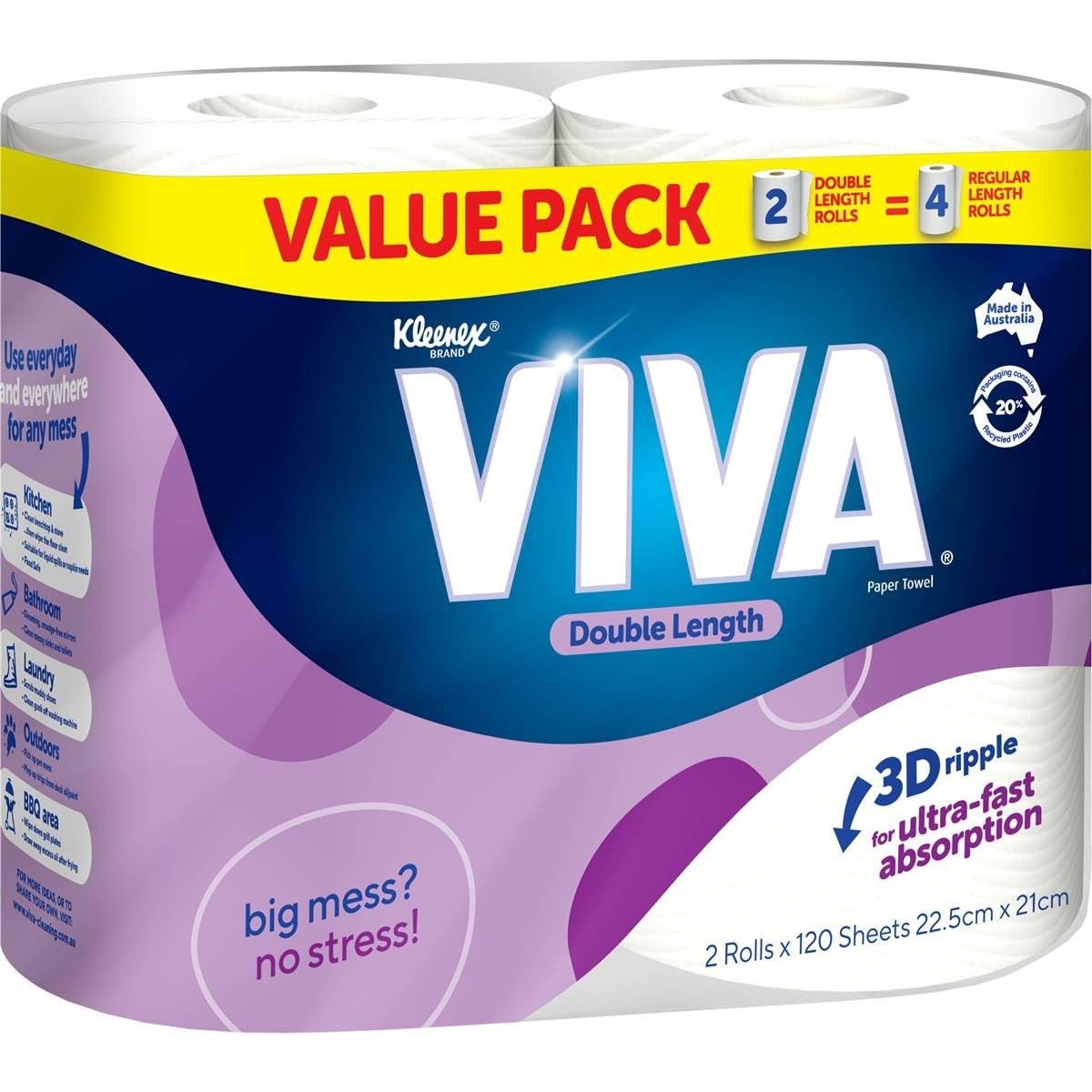 Viva Double Length Paper Towels 120 Sheets (Pack of 2) : Amazon.com.au ...