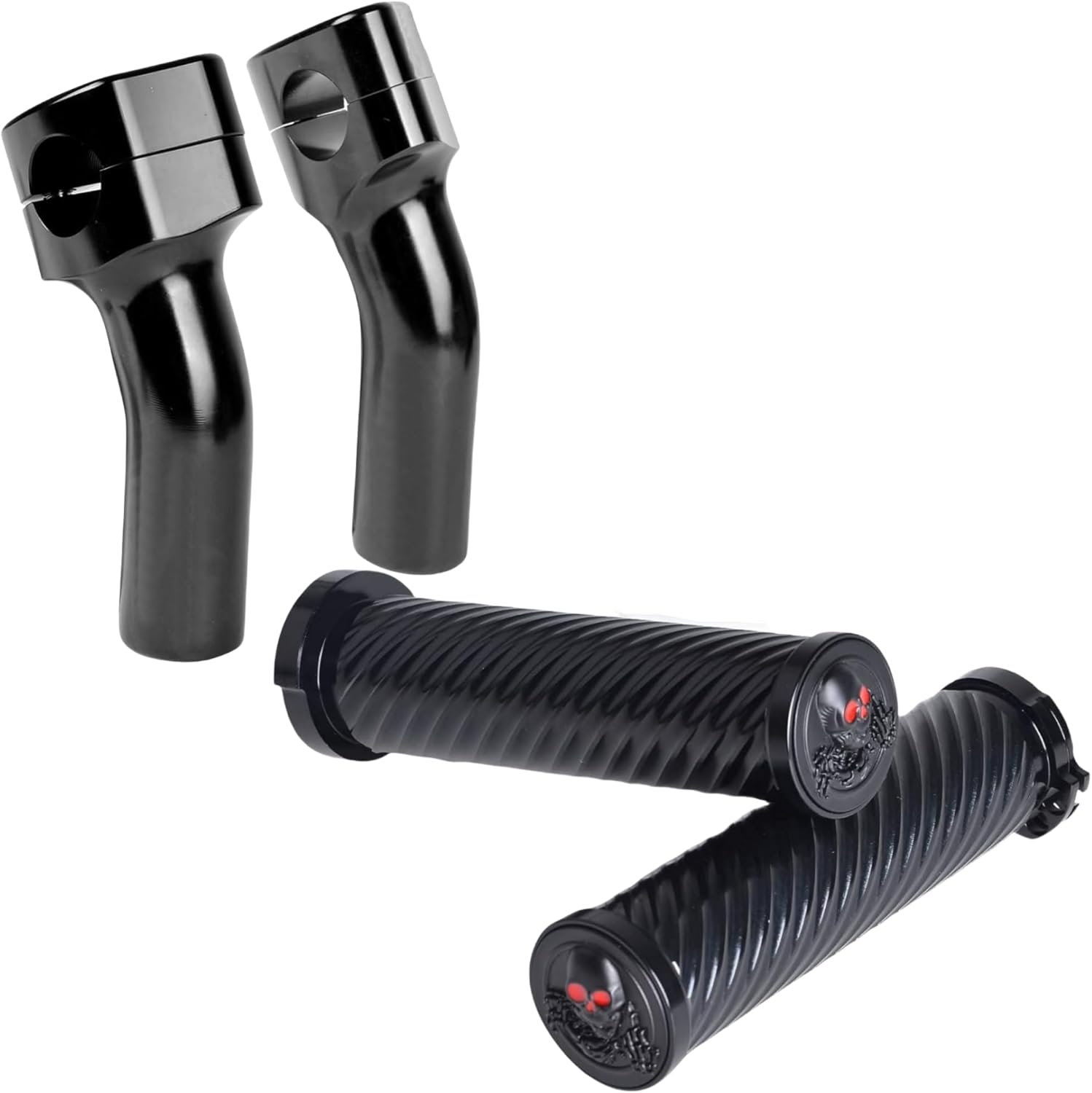 Amazon.com: Black Handlebar Riser Clamp 4 inch Pullback + 3D Skull 1 ...