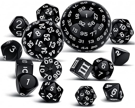 Amazon | Nomadra ダイス サイコロ 100面ダイス dice 多面体ダイスセット ブラック 100面 24面 20面 12面 10面 8面 6面 4面 チンチロ さいころ ...