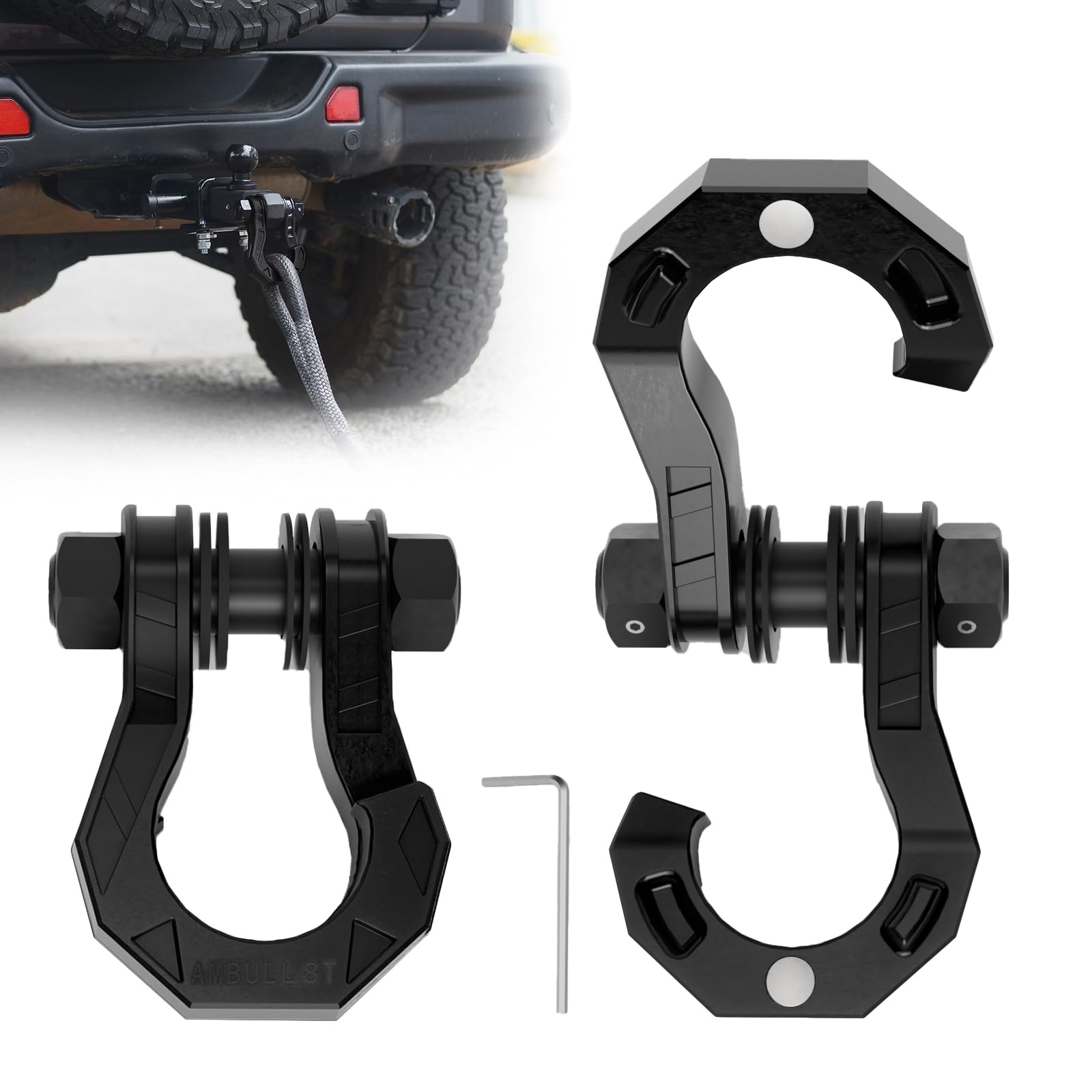 Snapklik.com : AMBULL 3/4" D Ring Separate Shackles, 44,000lbs Break ...