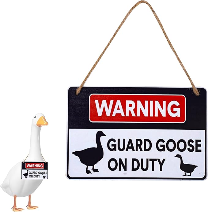 Amazon.com : Guard Goose On Duty Sign, 6x4 Inch Wooden Warning Porch ...