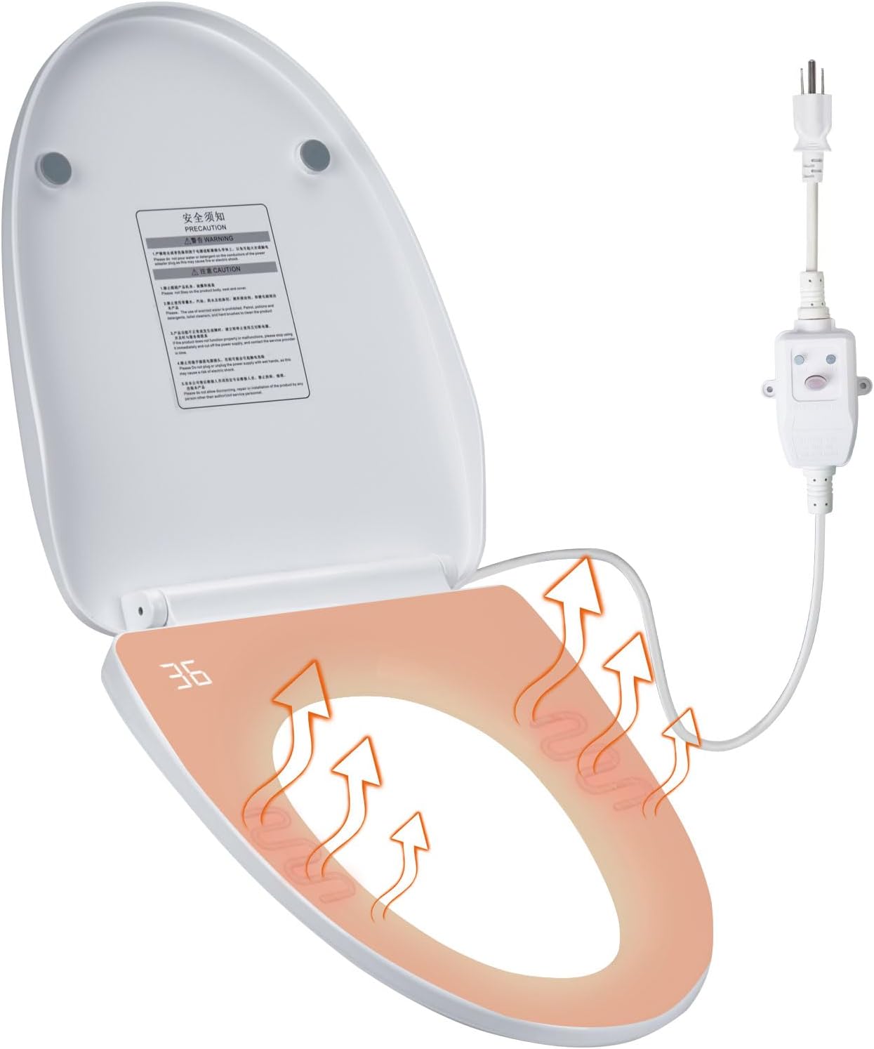 Heated Toilet Seat, Bidet Attachment for Toilet, Elongated Toilet Seat ...