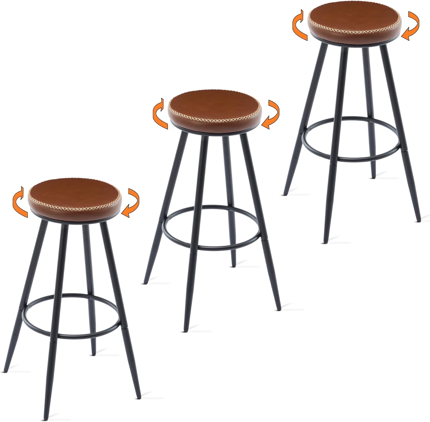 Amazon.com: FIRAVOE Swivel Bar Stools Set of 3, Modern 28" Counter ...