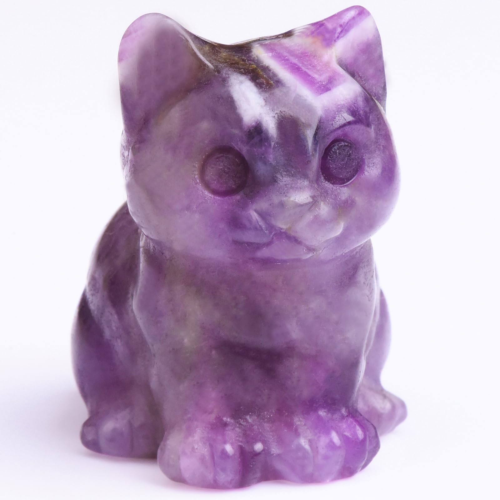 Amazon.com: QLRSUXN Amethyst Cat Crystal Statues, Healing Crystal Kitty ...