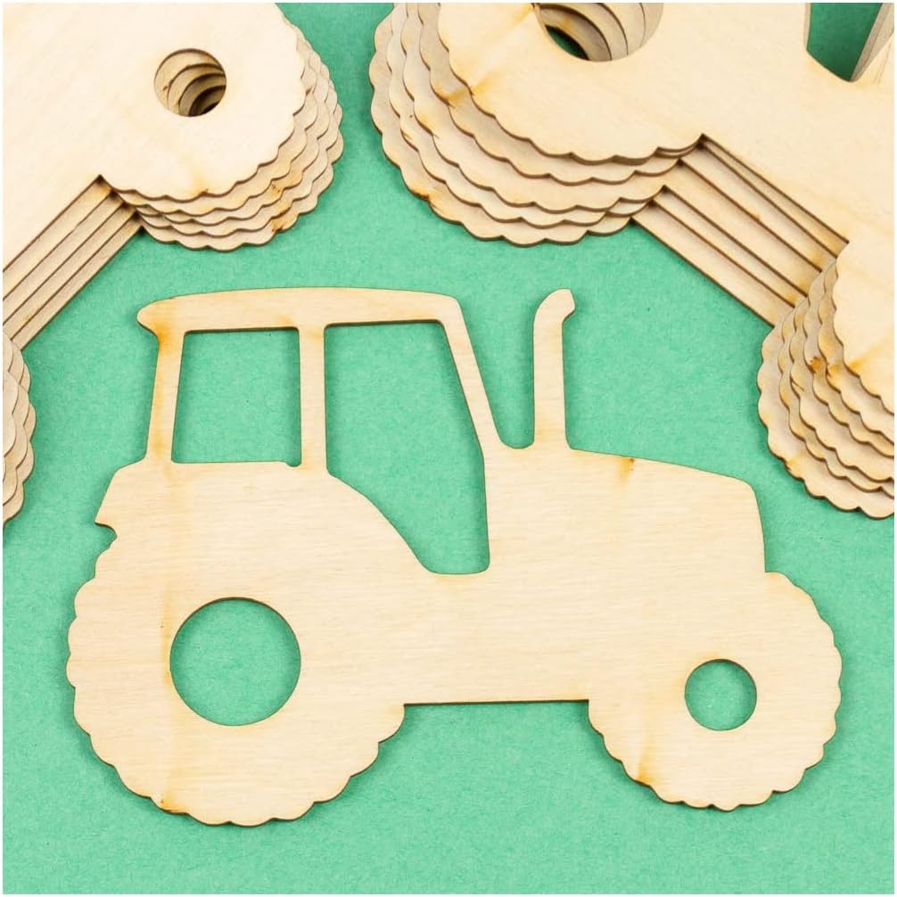 Amazon.com - Pack of 24 Unfinished Wood Farm Tractor Cutouts - Made in ...