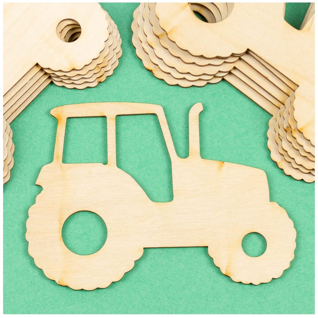 Amazon.com - Pack of 24 Unfinished Wood Farm Tractor Cutouts - Made in ...