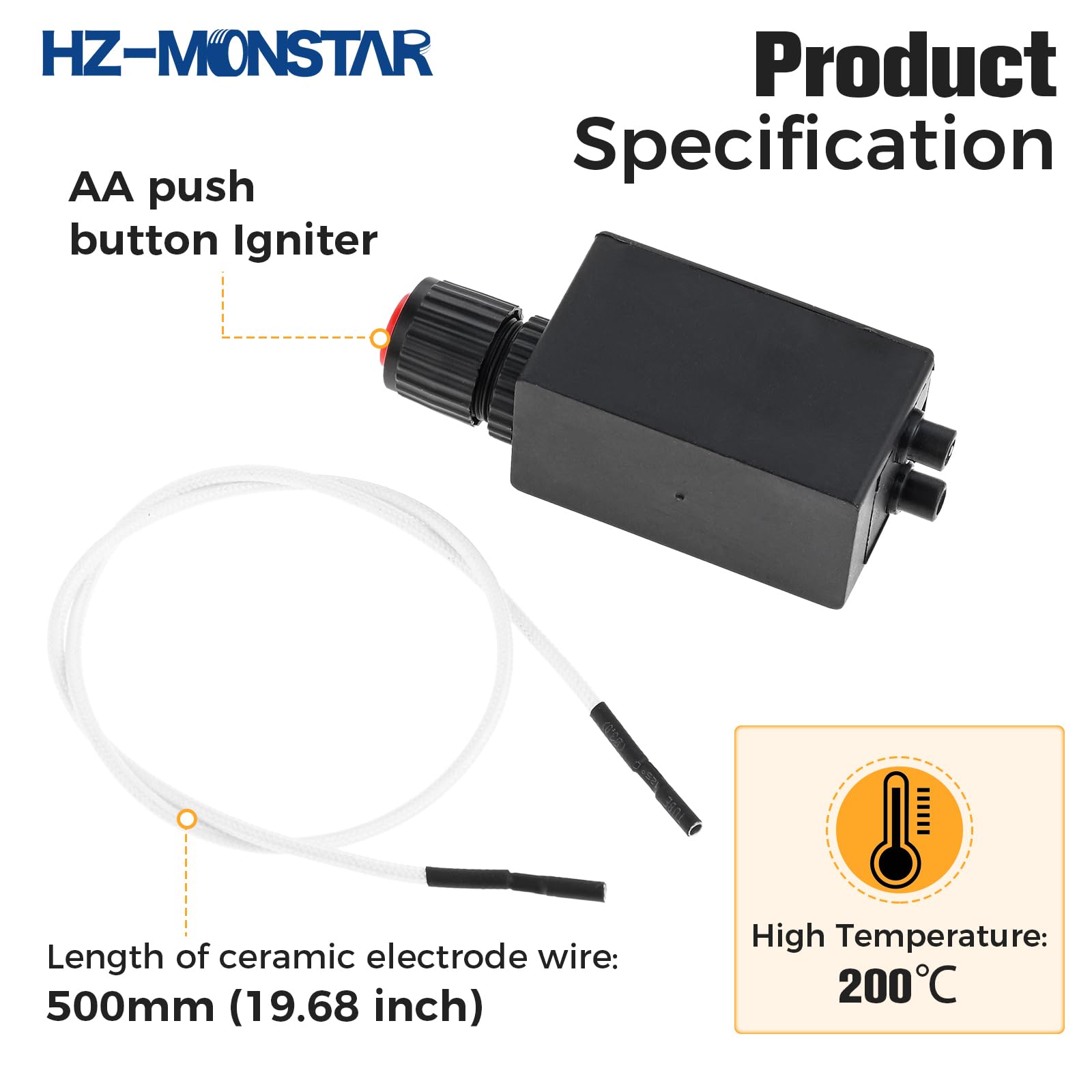 Snapklik.com : Igniter Push Button Ignition And Wire 500mm For Fire Pit ...