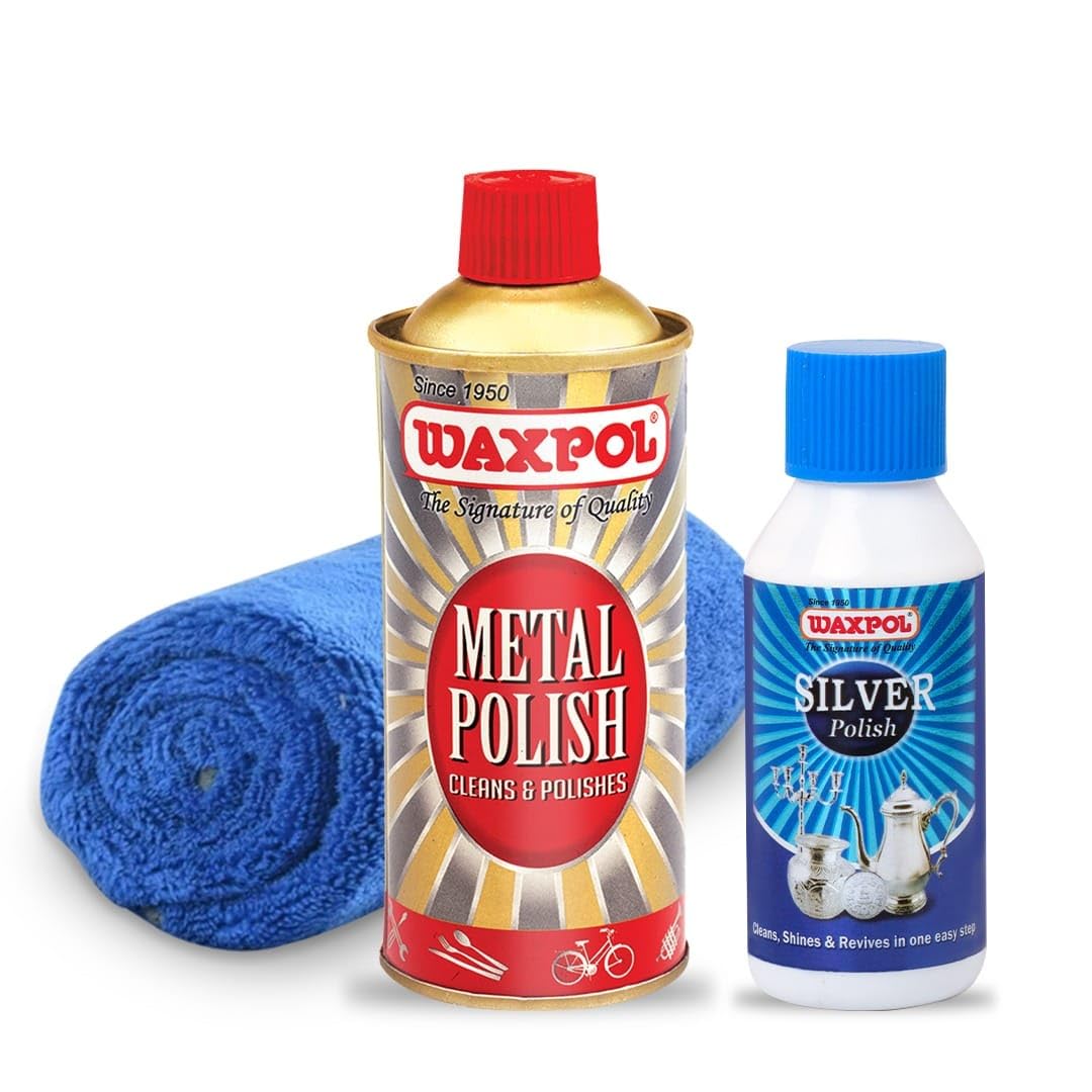 Waxpol Metal & Silver Cleaning KIt with Microfiber : Amazon.in: Health ...