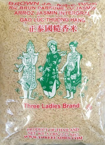 Amazon.com : 5 Pounds Three Ladies Brand Brown Jasmine Rice (One Bag ...