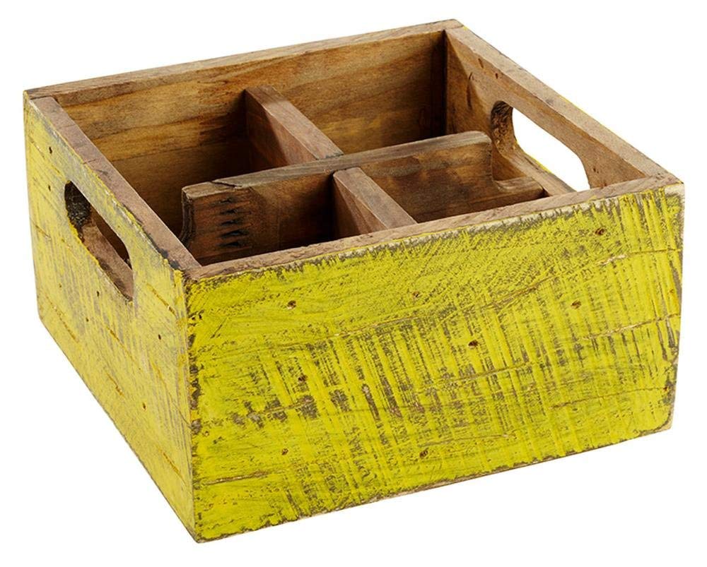 APS 11637 VINTAGE Holz Tisch Caddy mit 4 Rovable Comparments (7x7 cm ...