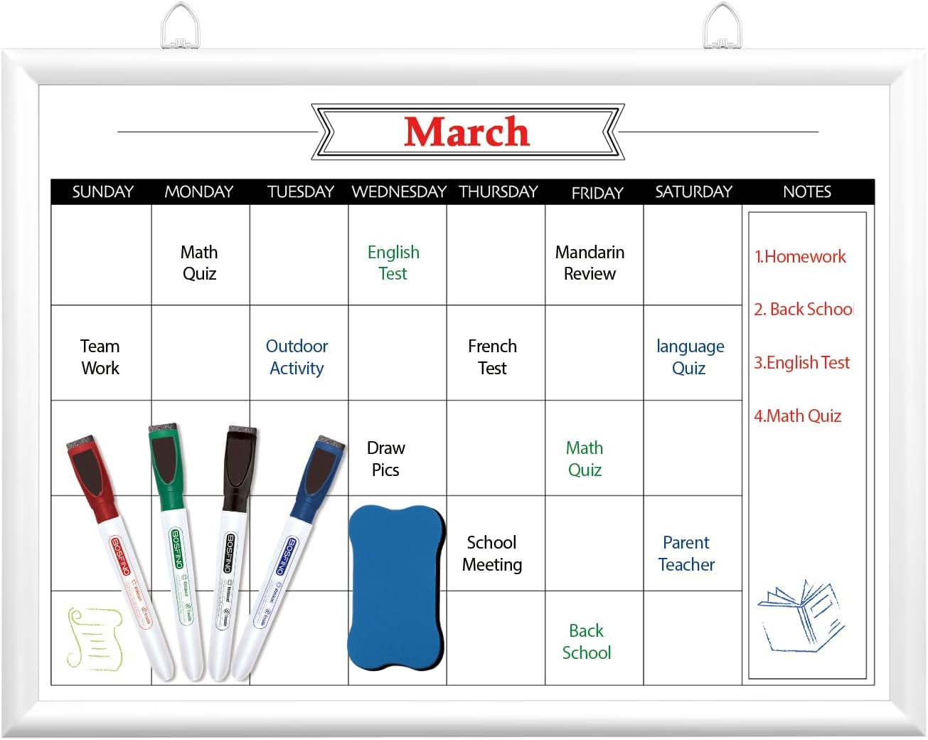 Amazon Basics Magnetic Dry Erase Whiteboard Sheet, Calendar, 30.5 cm x ...