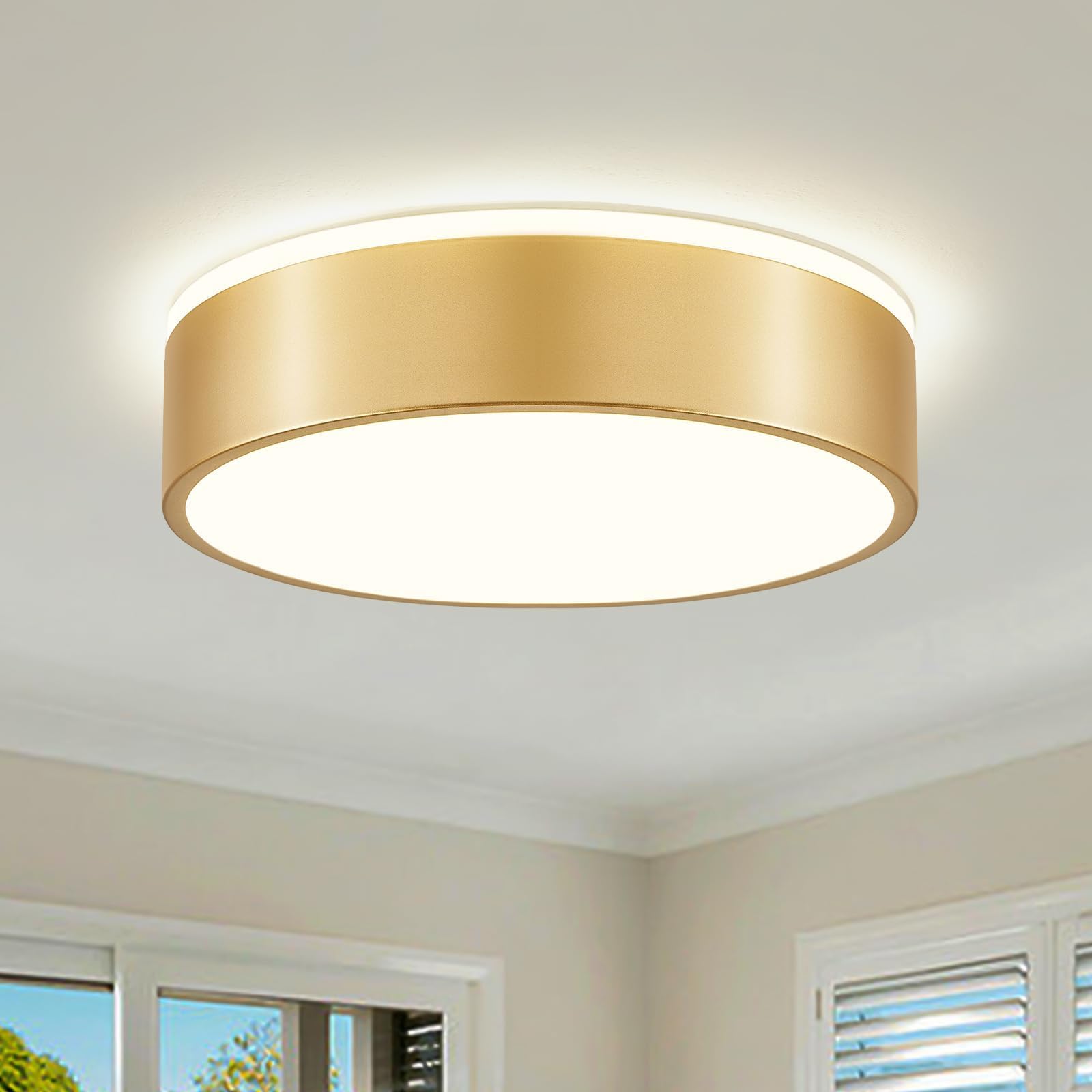 Peblto Dimmable Gold LED Ceiling Light, 2700K-6000K 5CCT in One Modern ...