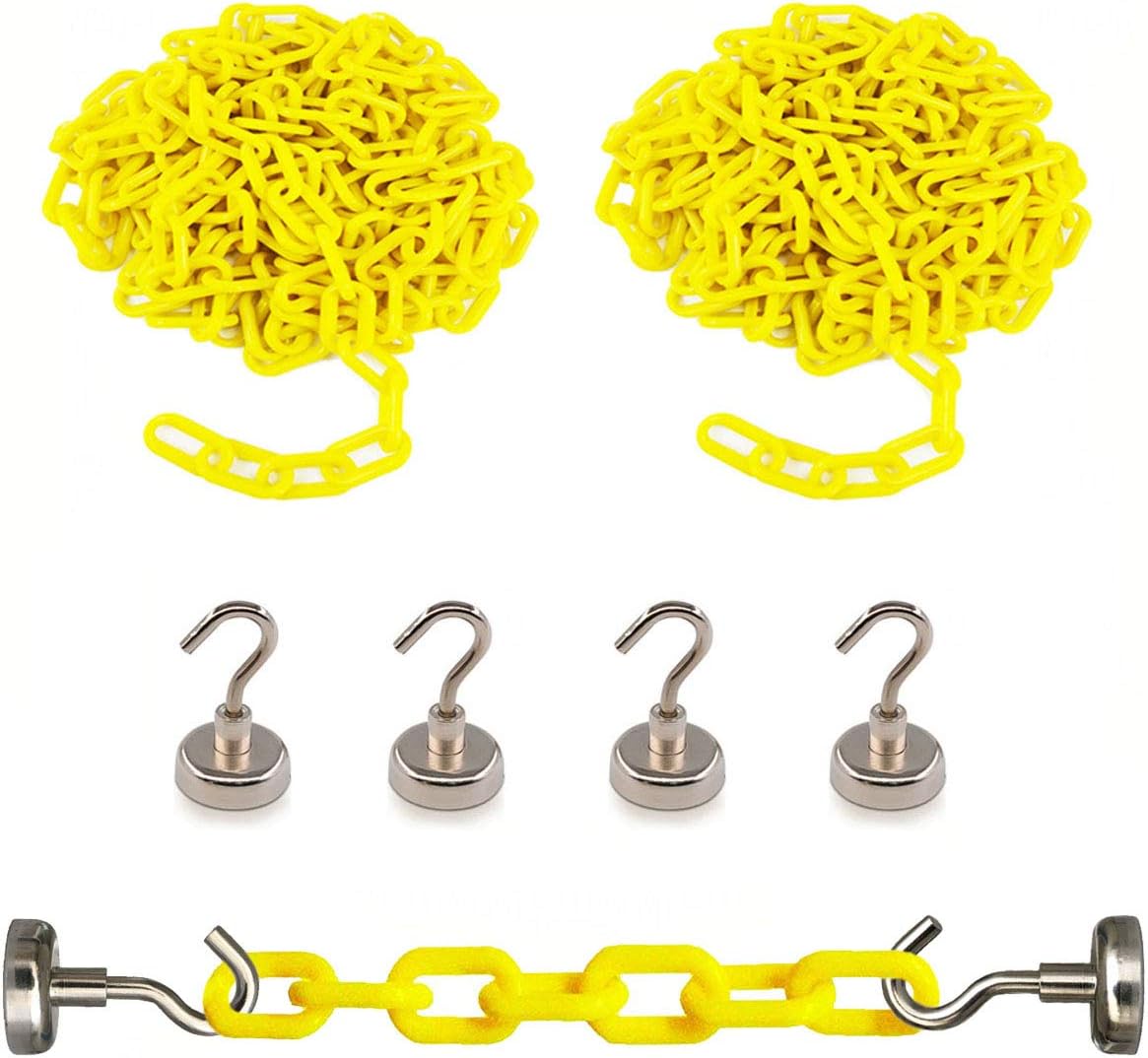 Amazon.com: Reliabe1st 2PCS 13 Feet Yellow Plastic Safety Barrier Chain ...