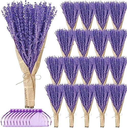Amazon.com: Yunlly 18 Bunches Dried Lavender Bundles 15.7 Inch Natural ...